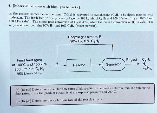 4. [Material balance with ideal gas behavior] In the process shown ...