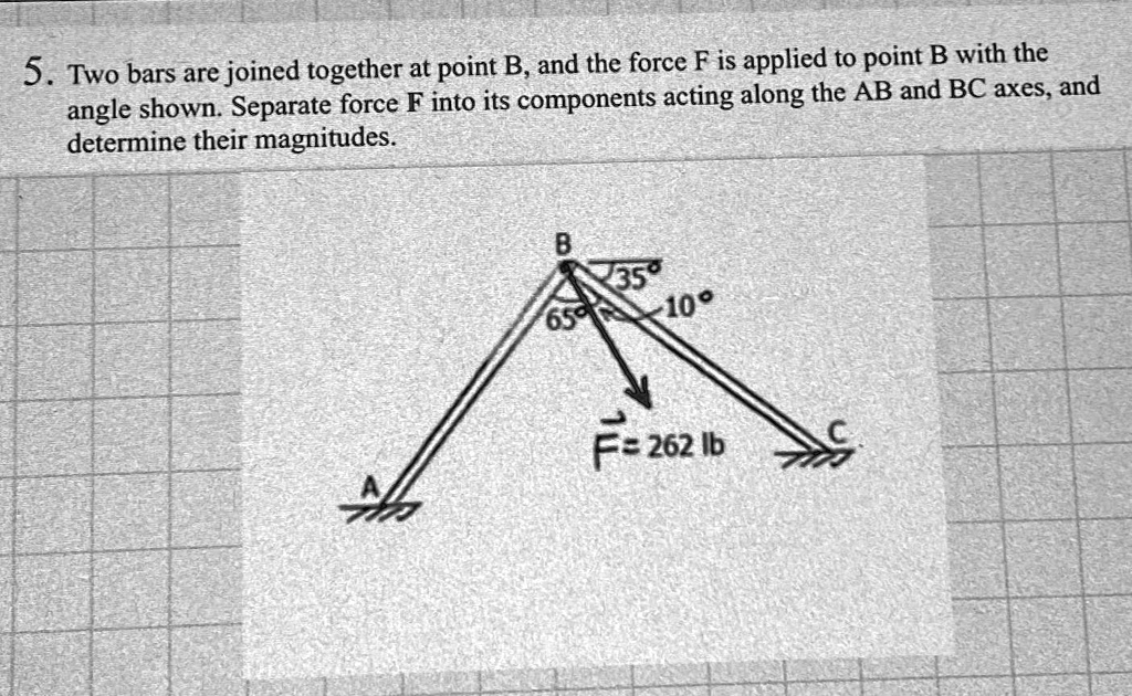5. Two bars are joined together at point B, and the force F is applied ...