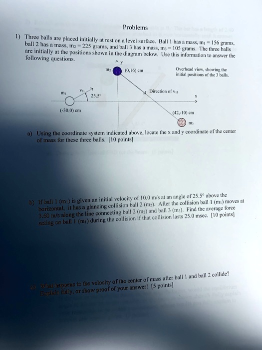SOLVED: Problems Three balls placed initially evel surface Ball hall ...