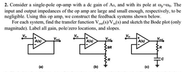 SOLVED: Consider a single-pole op-amp with a gain of Ao and with its ...