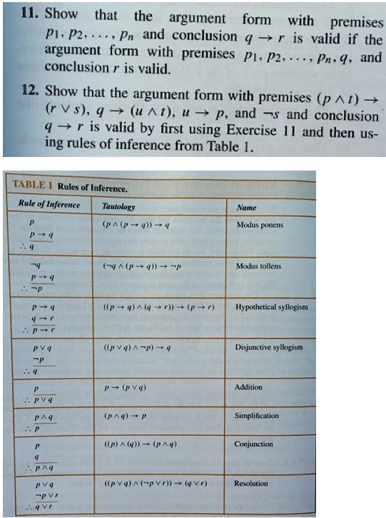 11. Show that the argument form with premises P1, P2,..., Pn and conclusion q ? r is valid if ...