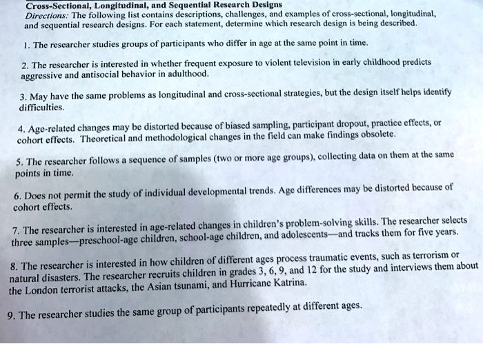 SOLVED: Cross-Sectional, Longitudinal, and Sequential Research Designs ...
