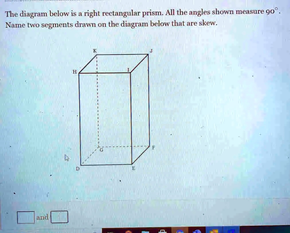 The diagram below is a right rectangular prism. All the angles shown ...