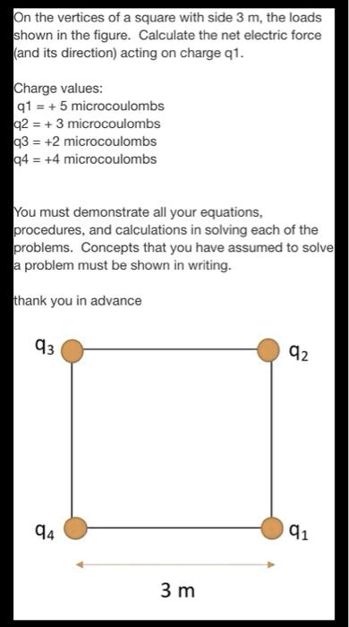 SOLVED: On the vertices of a square with side 3 m; the loads shown in ...