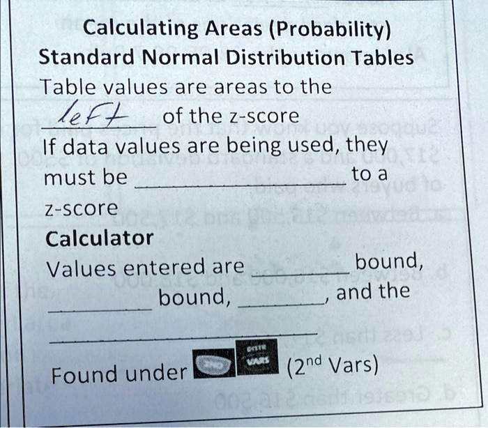 Calculating Areas (Probability) Standard Normal Distribution Tables ...