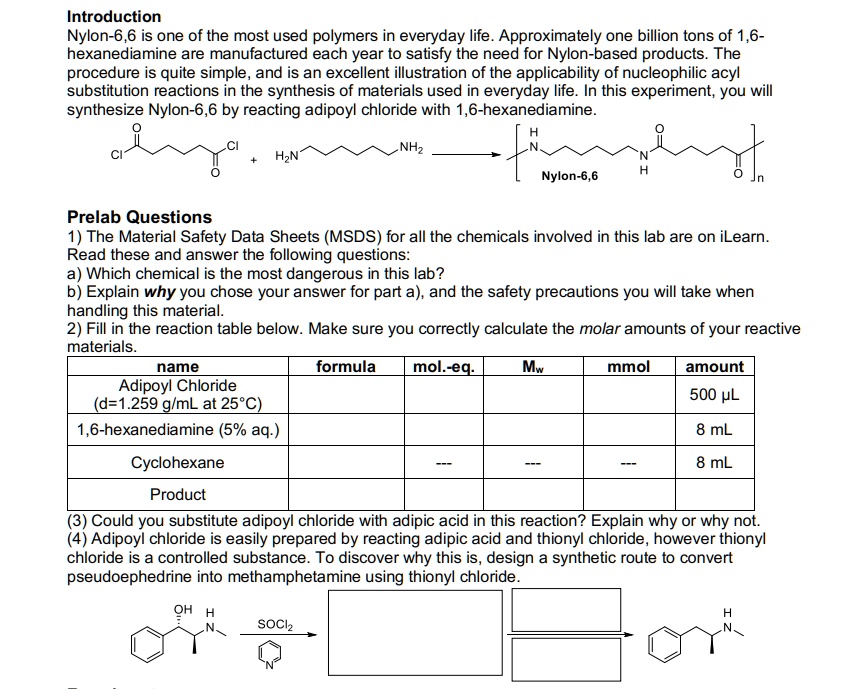 SOLVED: Introduction: Nylon-6,6 is one of the most commonly used polymers in everyday life ...