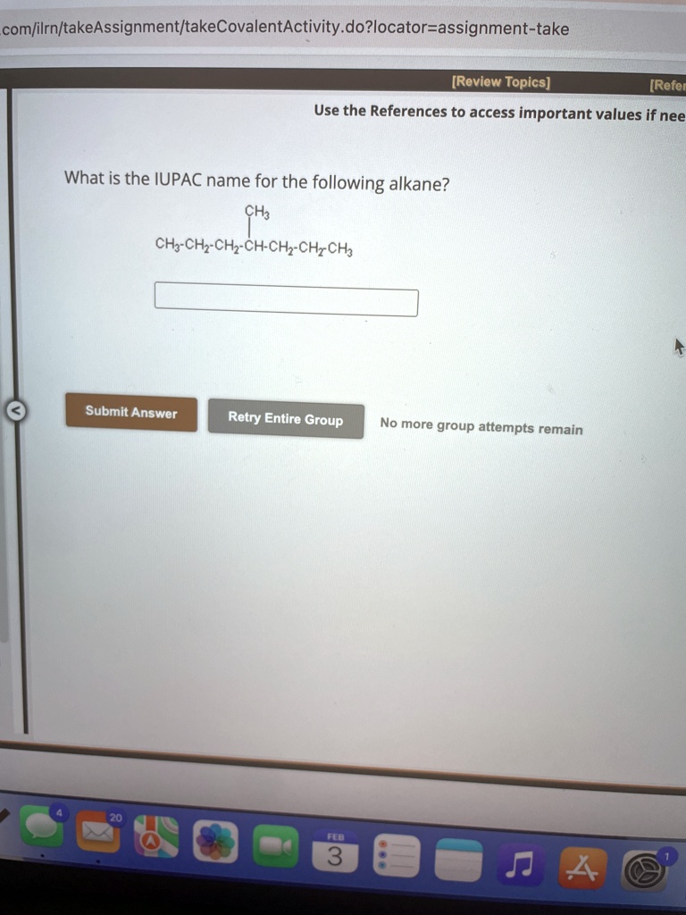 SOLVED: IUPAC name for alkane What is the IUPAC name for the following ... SOLVED: IUPAC name for alkane What is the IUPAC name for the following ...