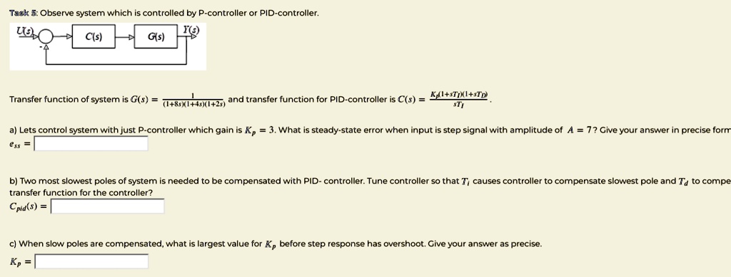SOLVED: a) Lets control system with just P-controller which gain is Kp ...