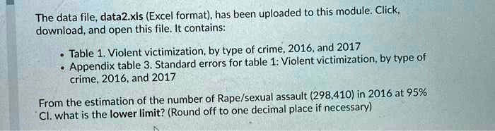 The data file, data2.xls (Excel format), has been uploaded to this module. Click, download, and ...