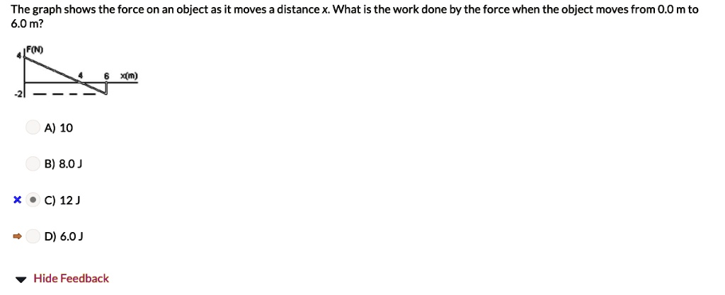 SOLVED: The graph shows the force on an object as it moves a distance x ...