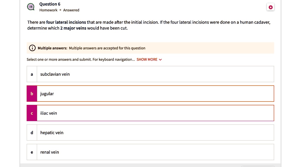 Question 6 Homework Answered There are four lateral incisions that are ...