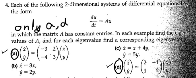 SOLVED: Each of the following 2-dimensional systems of differential equations has the form dx/dt ...