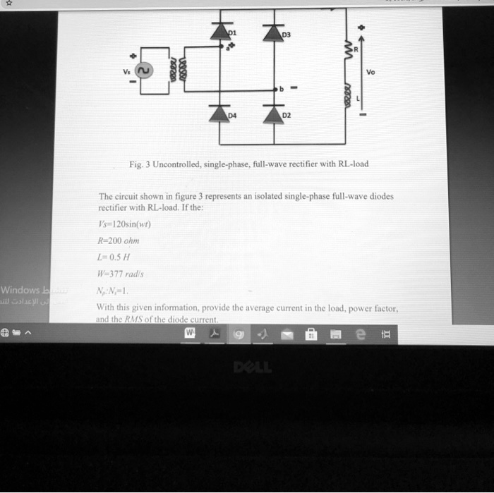 Fig. 3 Uncontrolled, single-phase, full-wave rectifier with RL-load The circuit shown in figure ...