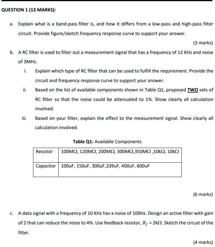 Solved Subject Instrumentation Question 1 13 Marks A Explain What