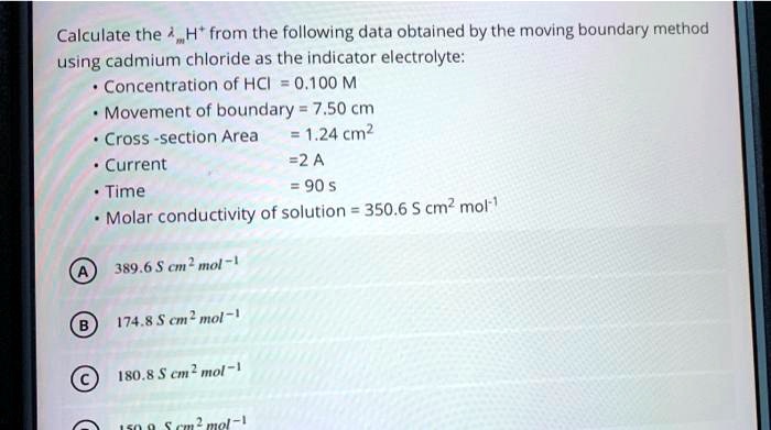 SOLVED: Calculate the 'H" from the following data obtained by the moving boundary method using ...