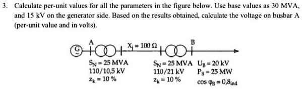 3. Calculate per-unit values for all the parameters in the figure below ...