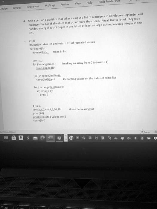 Design Layout References Mailings Review View Help Foxit Reader PDF 4. Use a python algorithm ...