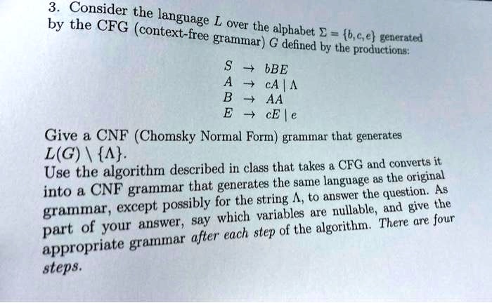 SOLVED: Texts: By the CFG (context-free grammar) defined by the ...