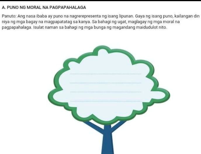 SOLVED: A. PUNO NG MORAL NA PAGPAPAHALAGA Panuto: Ang nasa ibaba ay ...