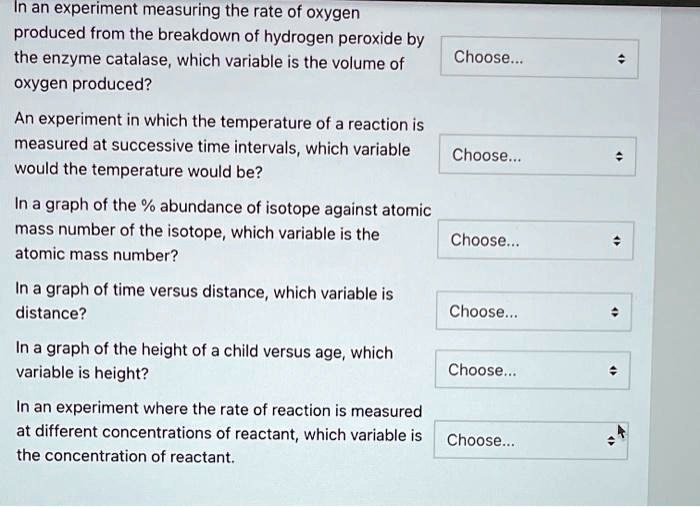 SOLVED: In an experiment measuring the rate of oxygen produced from the ...