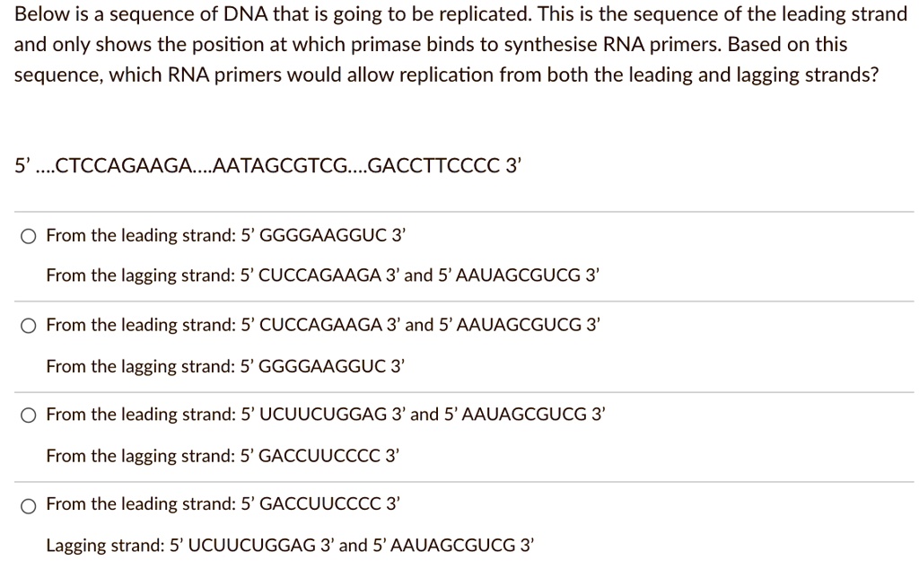 below is a sequence of dna that is going to be replicated this is the ...