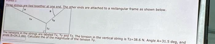 Points: 1 Three strings are tied together at one end. The other ends ...