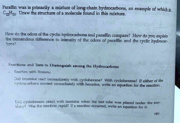 paraffin wax is primarily mixture of long chain hydrocarbons an example ...