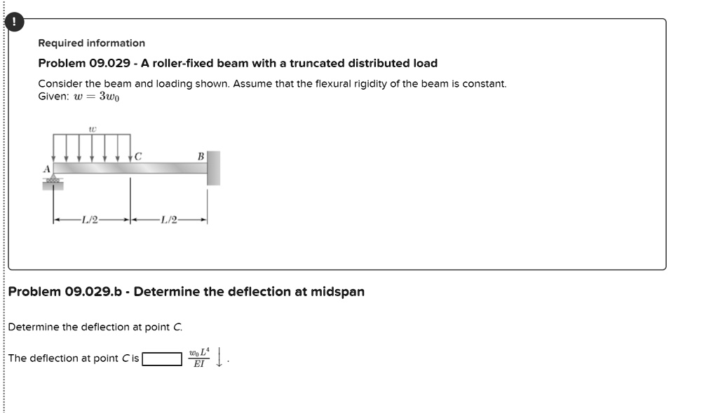 Solved Problem 09 029 B Determine The Deflection At Midspan Determine The Deflection At Point