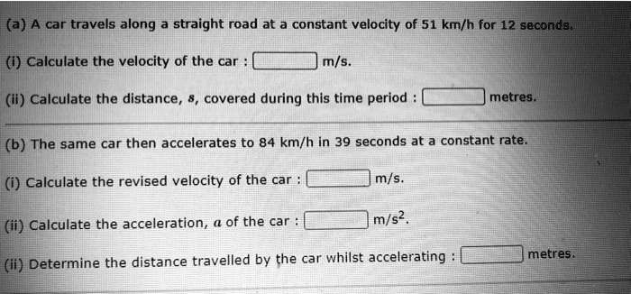 SOLVED: (a) A car travels along a straight road at a constant velocity ...