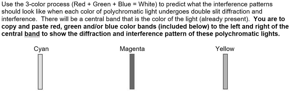 SOLVED: Use the 3-color process (Red + Green Blue White) to predict ...