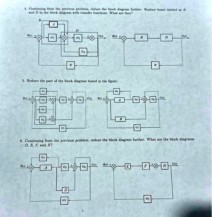 SOLVED: Texts: 4. Continuing from the previous problem, reduce the block diagram further ...