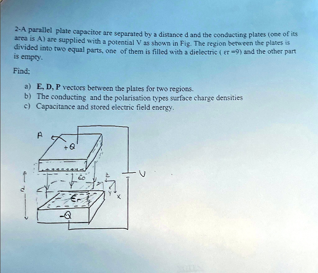 SOLVED: 2-A parallel plate capacitor are separated by a distance d and ...