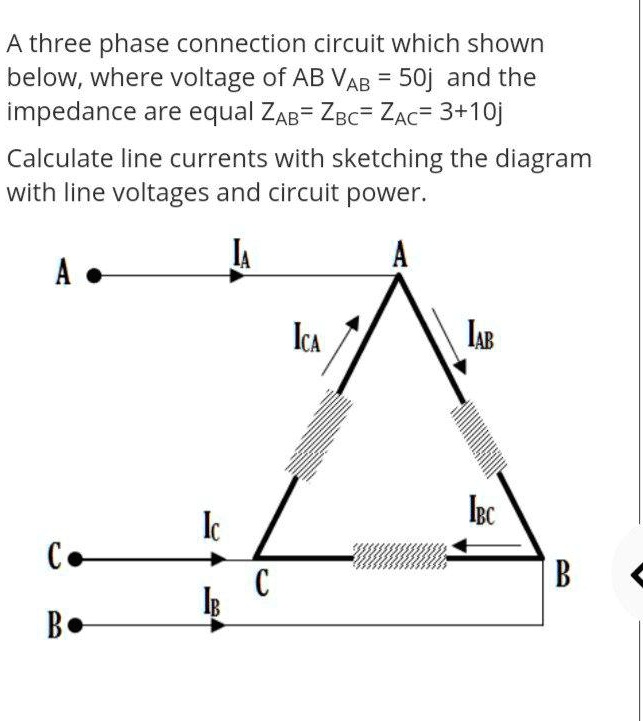 SOLVED: A three-phase connection circuit is shown below, where the ...