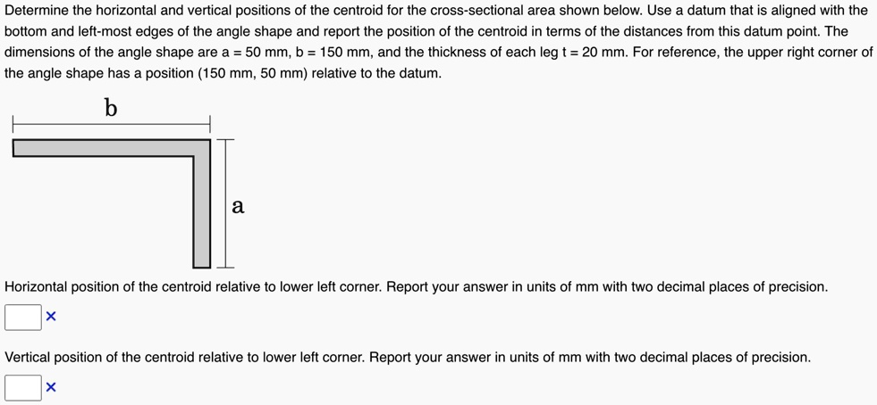 determine the horizontal and vertical positions of the centroid for the ...