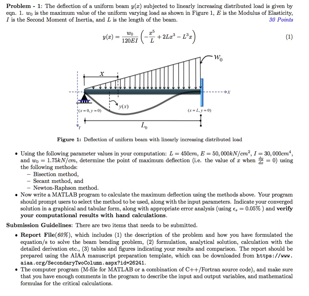 problem 1 the deflection of a uniform beam y subjected to linearly increasing distributed load ...