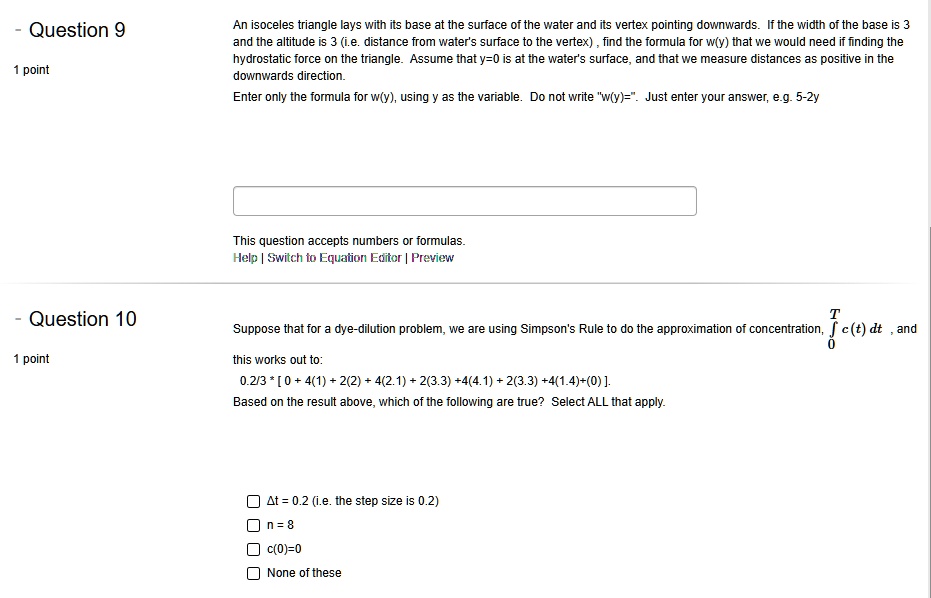 question 9 an isoceles triangle lays with its base at the suriace of ...