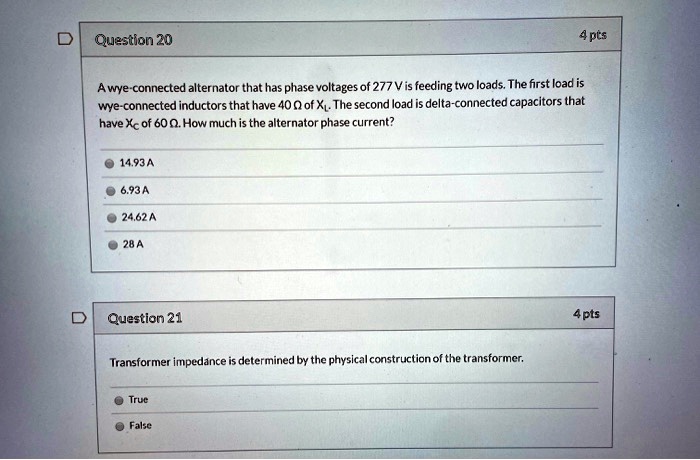 SOLVED: A wye-connected alternator that has phase voltages of 277V is ...