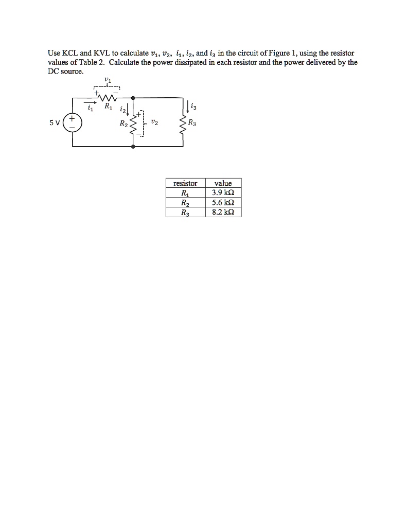 SOLVED: Please, I need help with this problem. Use KCL and KVL to calculate V1, V2, I1, I2, and ...