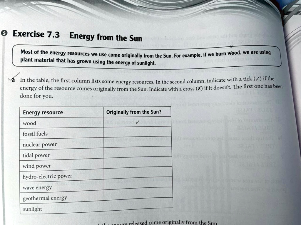 SOLVED: Exercise 7.3 Energy from the Sun Most of the energy resources ...