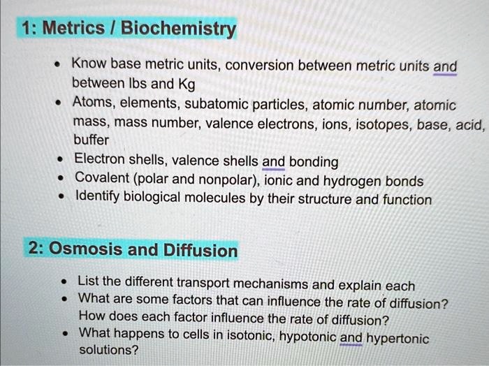 SOLVED: BIO physioplease fill out bullets 1:Metrics/Biochemistry Know ... SOLVED: BIO physioplease fill out bullets 1:Metrics/Biochemistry Know ...
