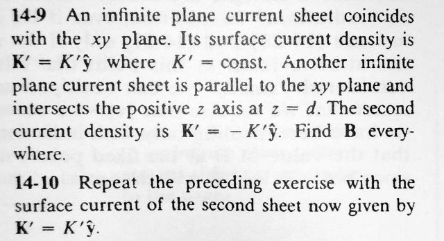 14 9 an infinite plane current sheet coincides with the xy plane its ...
