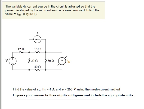 The variable DC current source in the circuit is adjusted so that the power developed by the i ...