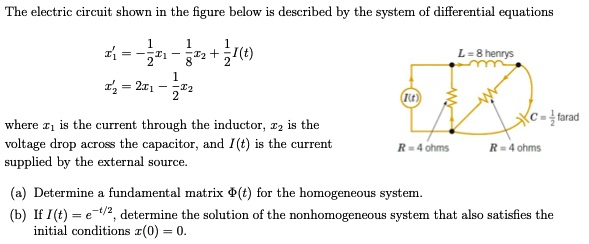 SOLVED: The electric circuit shown in the figure below is described by ...