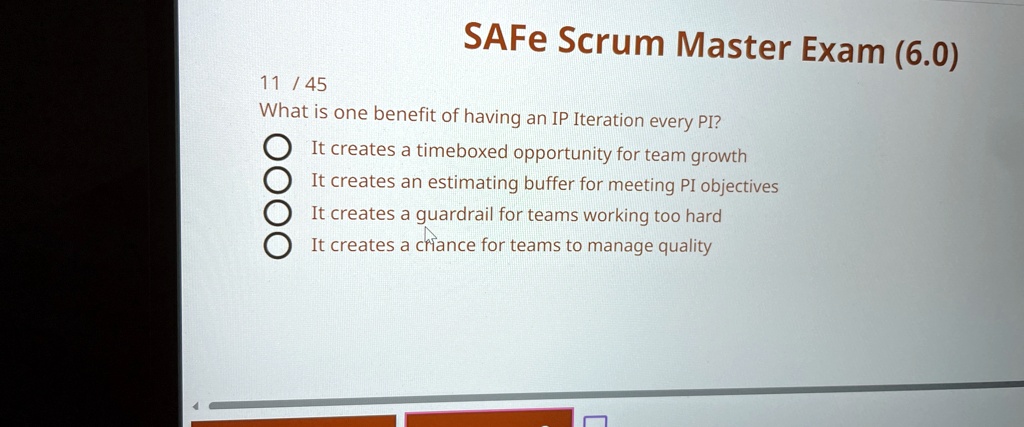 safe scrum master exam 60 1145 what is one benefit of having an ip ...