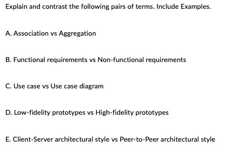 Explain and contrast the following pairs of terms. Include Examples. A ...