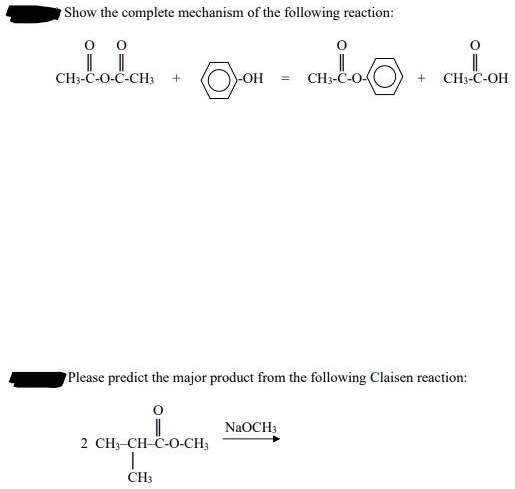 SOLVED: Show the complete mechanism of the following reaction: CH3-C-O-C-CH3; OH Cl-C-O- CH3-C ...