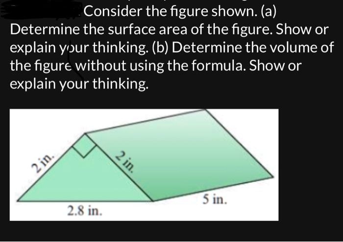 Consider the figure shown. (a) Determine the surface area of the figure ...