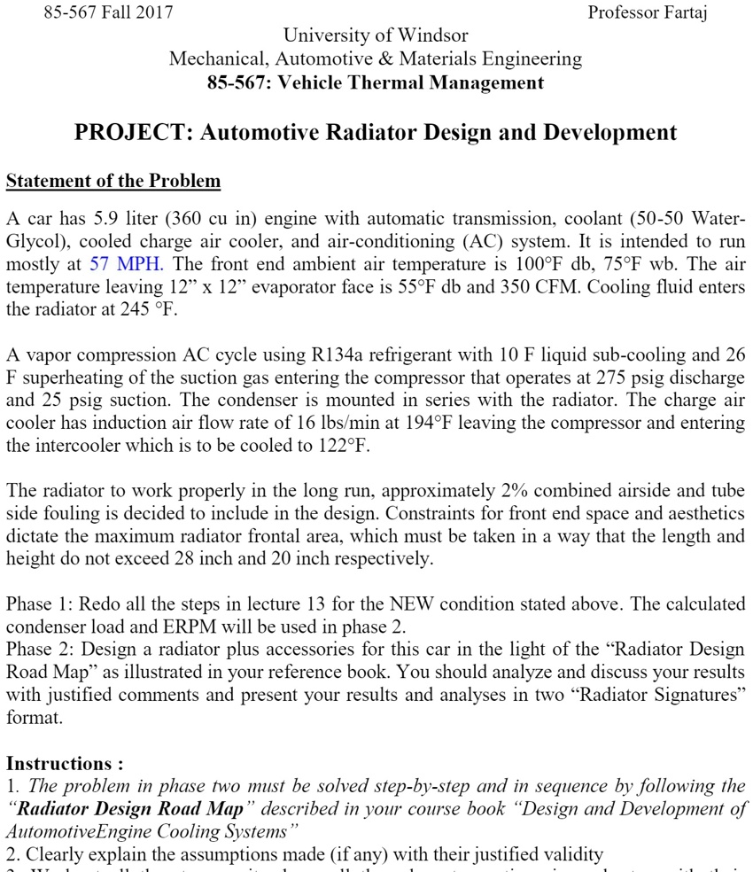 SOLVED: 85-567 Fall 2017 Professor Fartaj University of Windsor ...