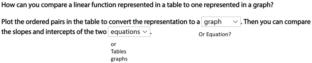 how can you compare a linear function represented in a table to one ...