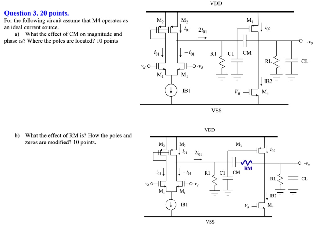 SOLVED: VDD Question 3: 20 points - For the following circuit, assume ...